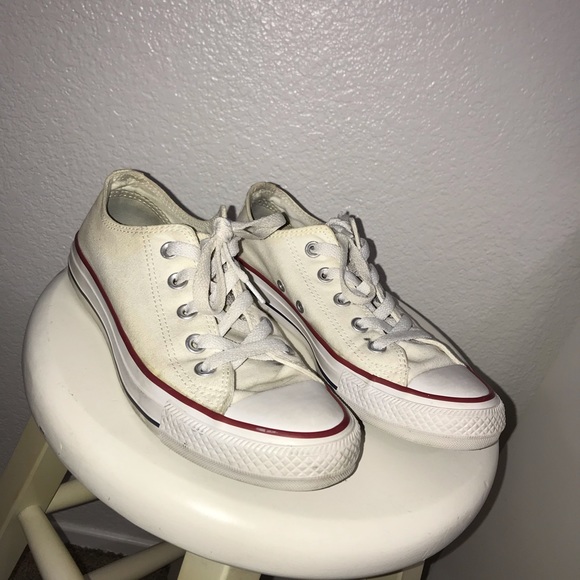 Converse | Shoes | White Red And Blue Low Top Converse | Poshmark